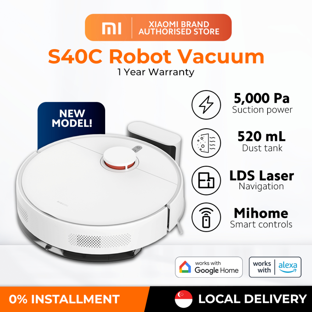 Xiaomi S40C Robot Vacuum | 5000 Pa Suction Power | LDS Laser Navigation ...