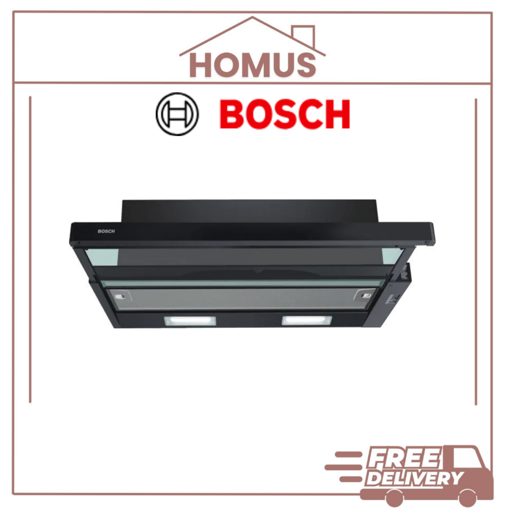 BOSCH 60cm | Slimline Hood Black (DFT63CA61B) | Telescopic cooker hood ...