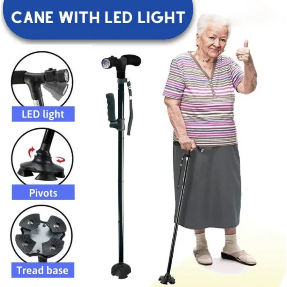 Walking Stick For Elderly With LED Light And Foldable Cane Made From ...