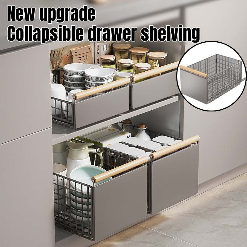 Cabinet drawer type pull-out rack sink storage rack multi-layer sorting ...