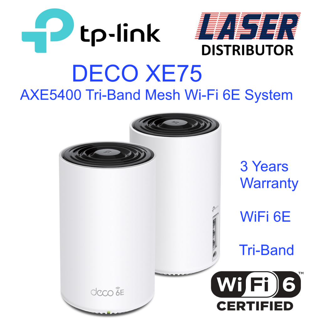 TP-Link Deco XE75 Pro Multi Gig Connection AXE5400 Tri-Band Mesh Wi-Fi ...