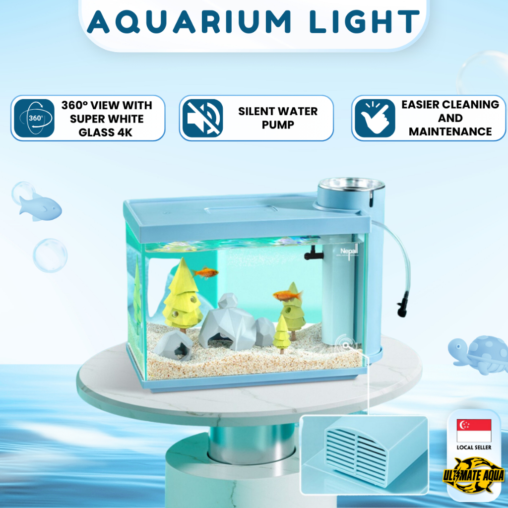 Nepall Mini Desktop Fish Tank, Ecological Glass Fish Tank With Filter ...