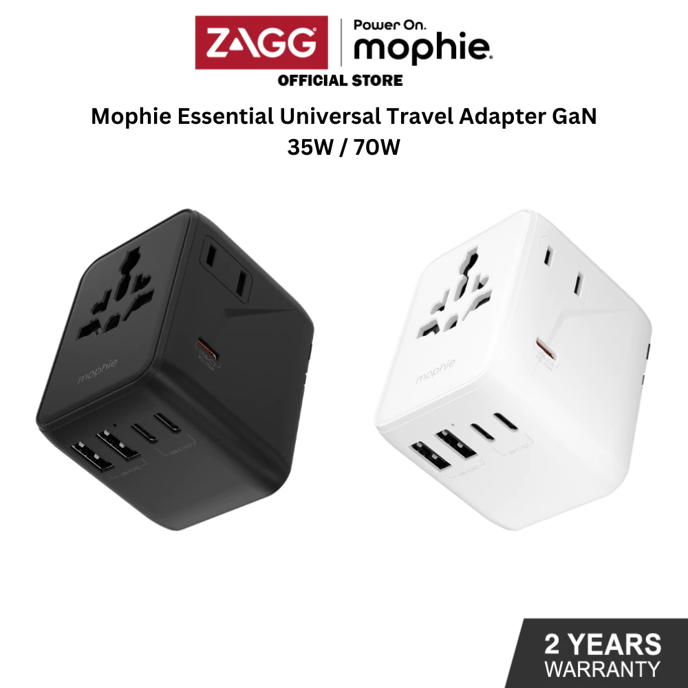 Mophie Essential Universal Travel Adaptor GaN 35W / 70W I 2 Years ...