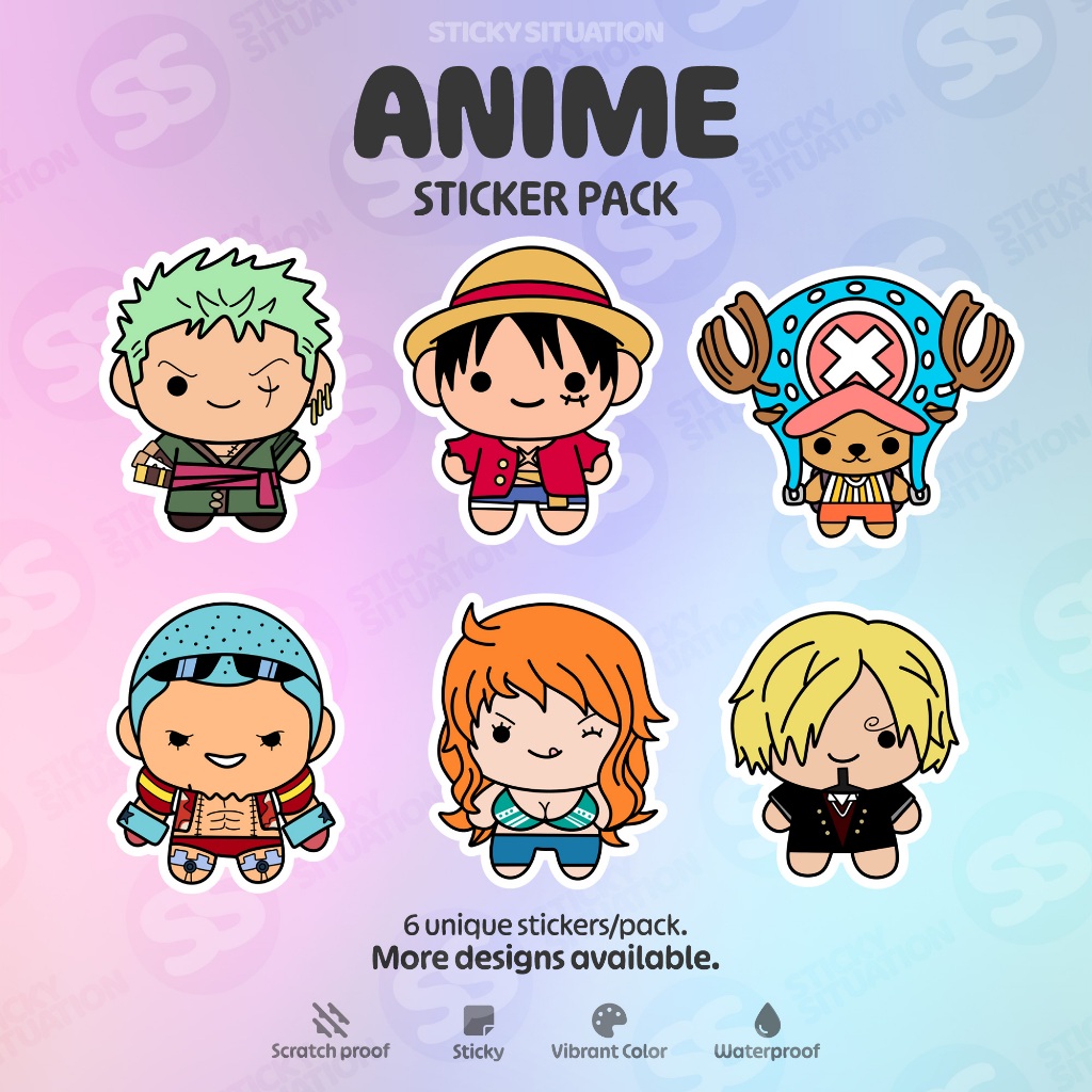 Anime Style Stickers (6 Designs) | Cute Cartoon Sticker Pack | Shopee ...