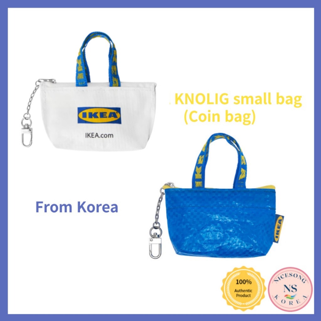 [IKEA]Ikea Knolig mini coin bag⭐ Blue/white ⭐Key ring from Korea ...