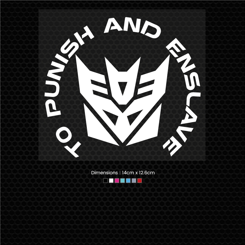 Sticker Decals - To Punish and Enslave, Transformers Decepticon, Car ...