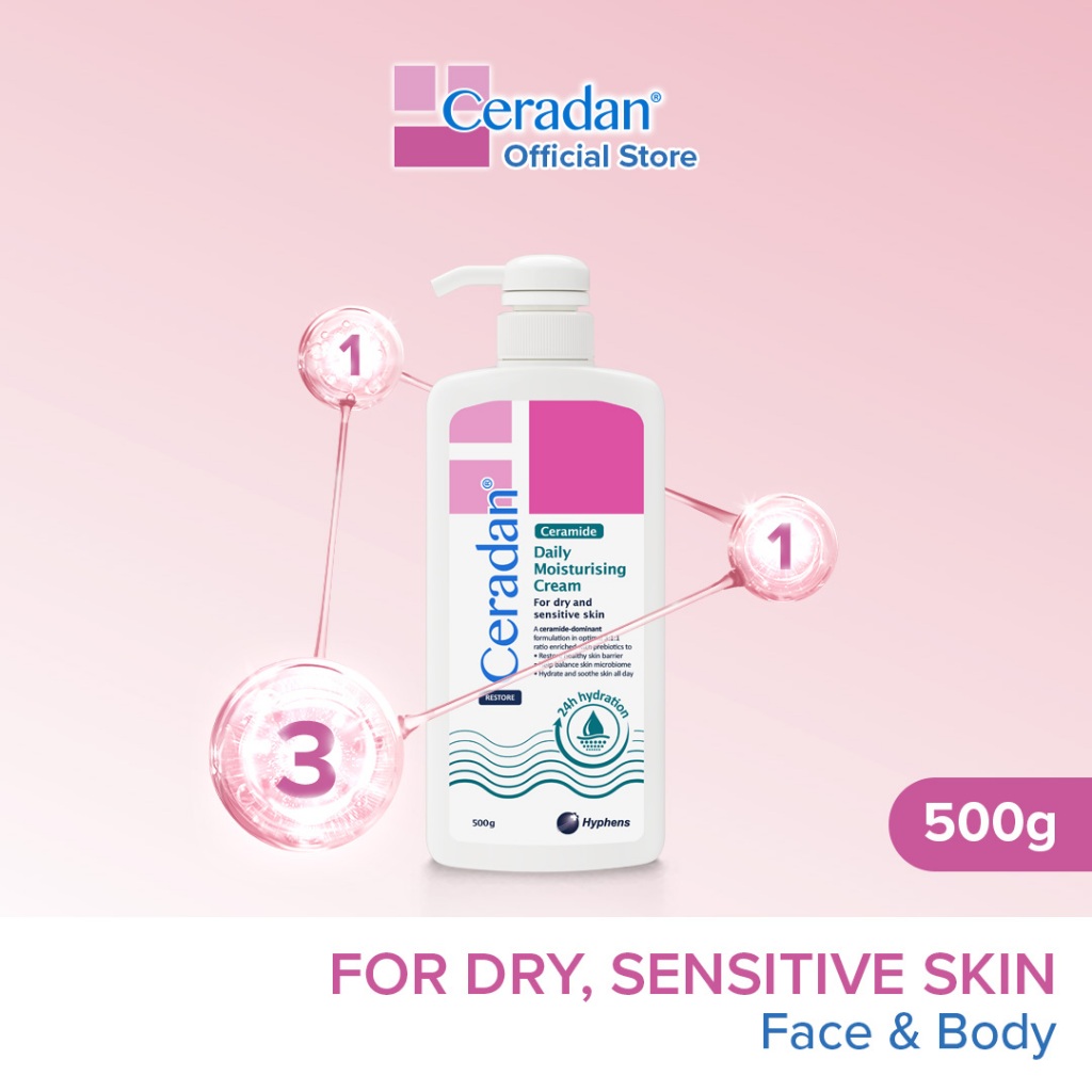Ceradan® Daily Moisturising Cream (500g) (With 3:1:1 Ceramide | 24 Hour ...