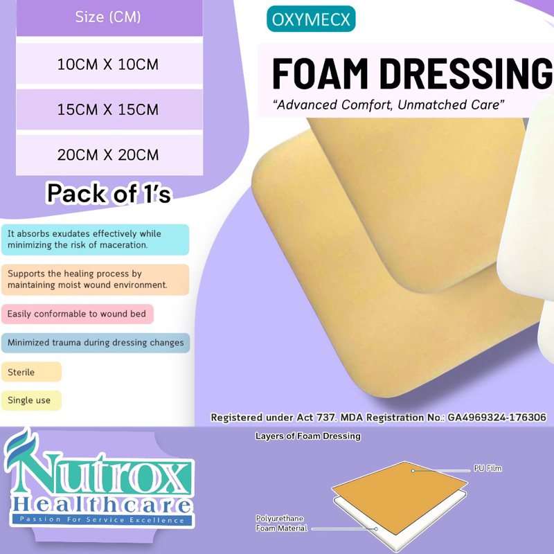 Oxymecx Sterile Foam Dressings with Multiple Sizes (Pack of 1’s ...