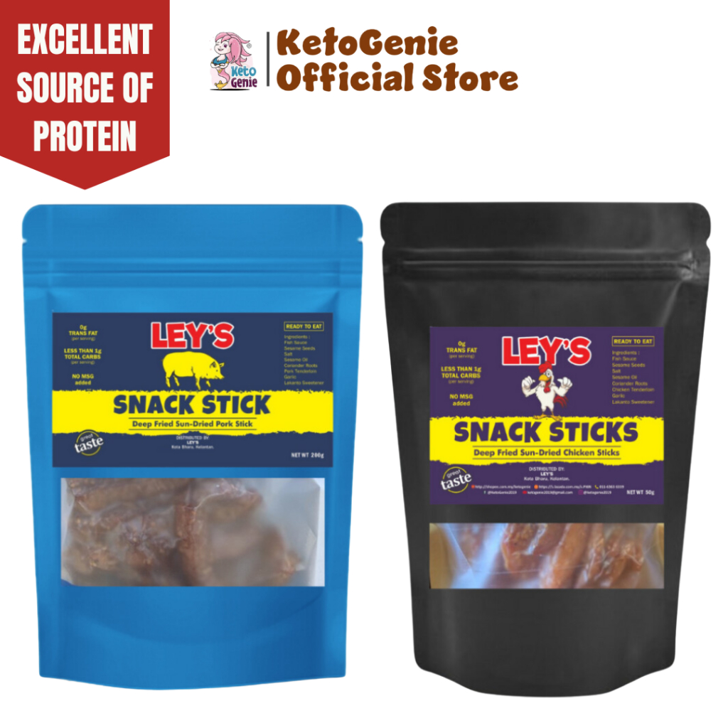 LEY'S Keto Snack Sticks ( Deep Fried Sun-Dried Keto Snack Sticks ) 200g ...