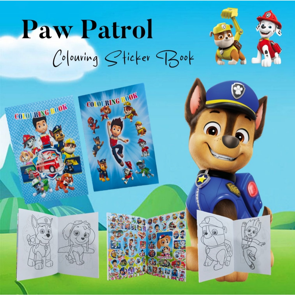 Paw Patrol Coloring Sticker Book LIMITED SETS Chase Marshall Skye ...