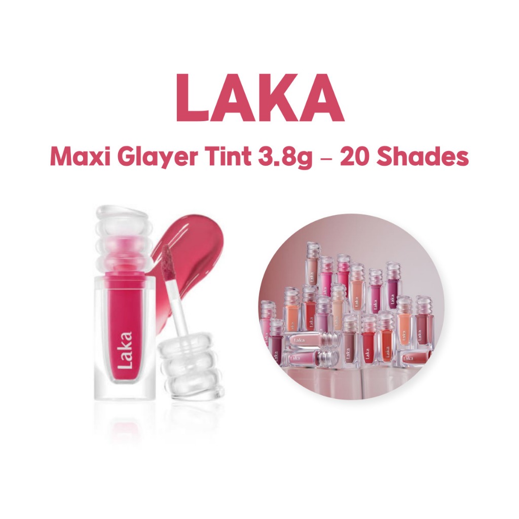 LAKA Maxi Glayer Tint 3.8g – 20 Shades, Glassy Glow Lip Tint, High Gloss Finish, For Cool & Warm ...