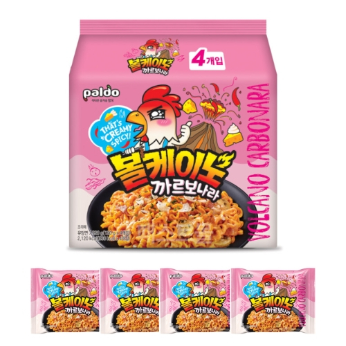 [Paldo] Volcano Carbonara Noodle 130g x 4p 팔도 볼케이노 까르보나라 | Shopee Singapore