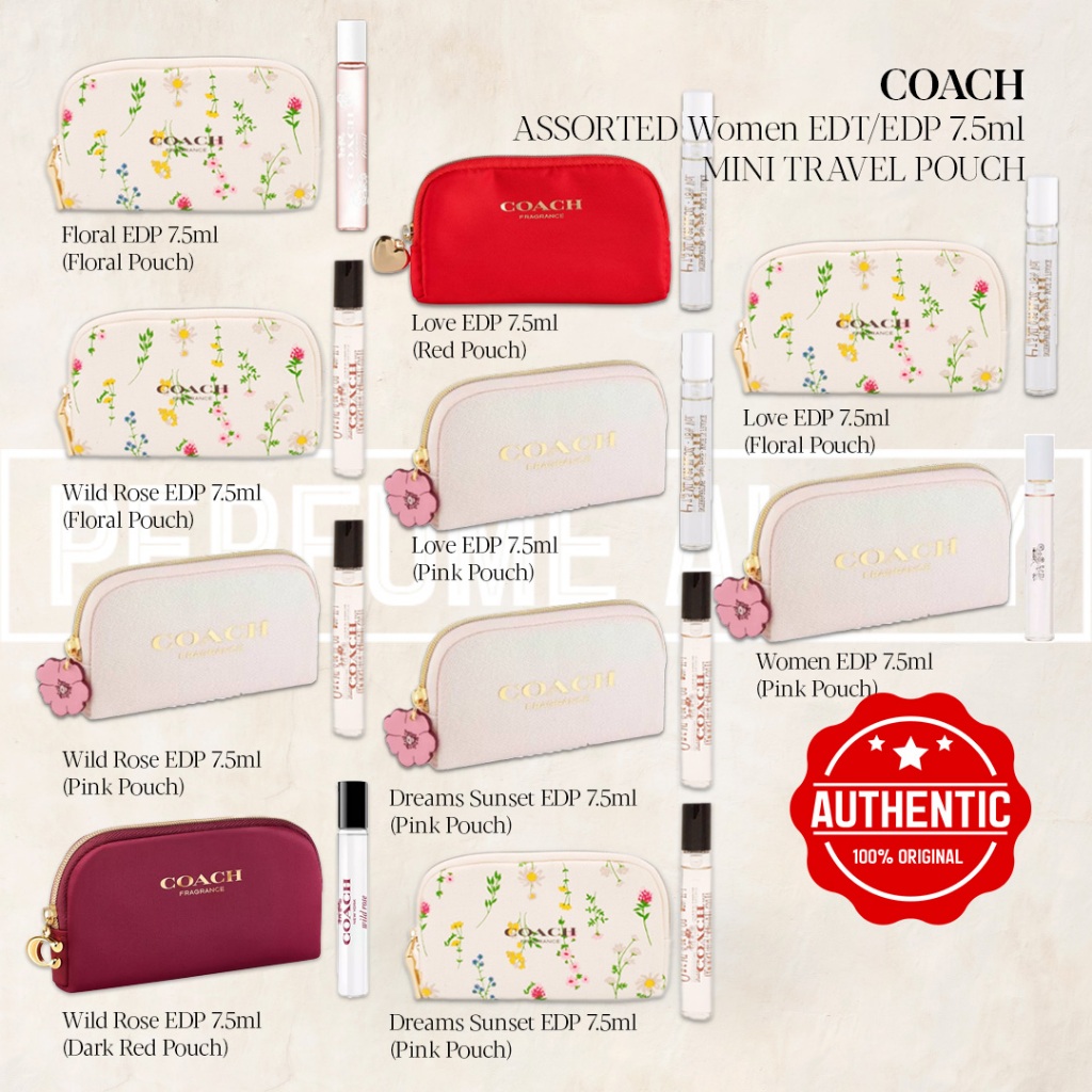[PERFUME ALLEY] COACH ASSORTED POUCH SET 7.5ML FLORAL/ WILD ROSE/ LOVE ...
