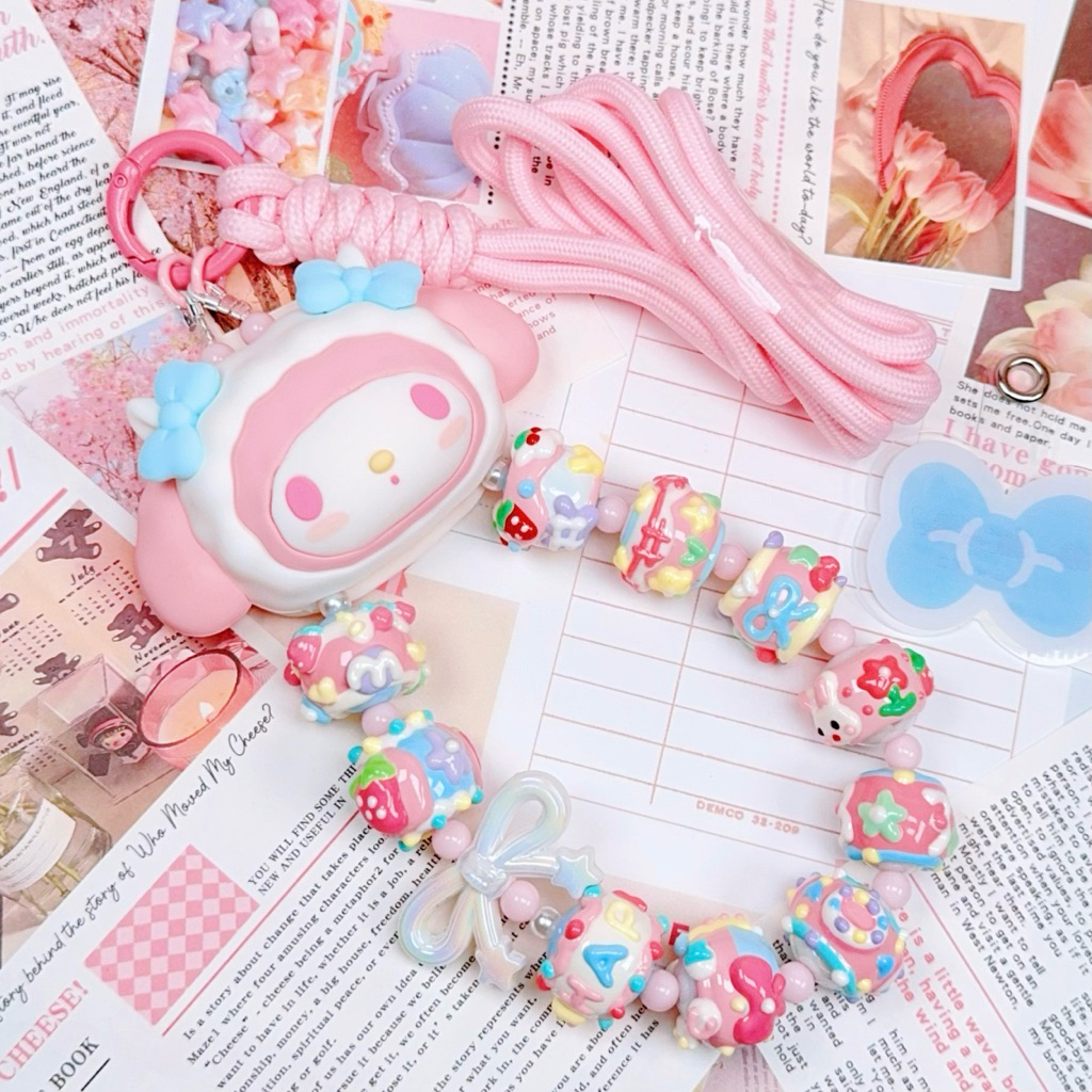 Phone Strap Handpainted Beads Made Handphone Strap Keychain Bag Charm ...