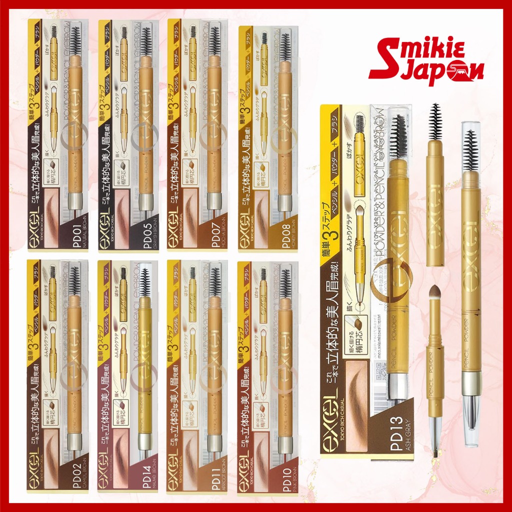EXCEL Powder & Pencil Eyebrow 3 in 1 Eyebrow EX 13g PD01/02/05/07/08/10 ...
