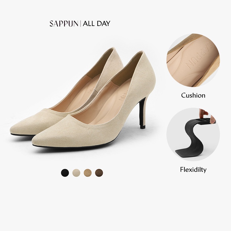 [SAPPUN] Pteri Suede Stiletto Heels (4/6/8cm) | Shopee Singapore