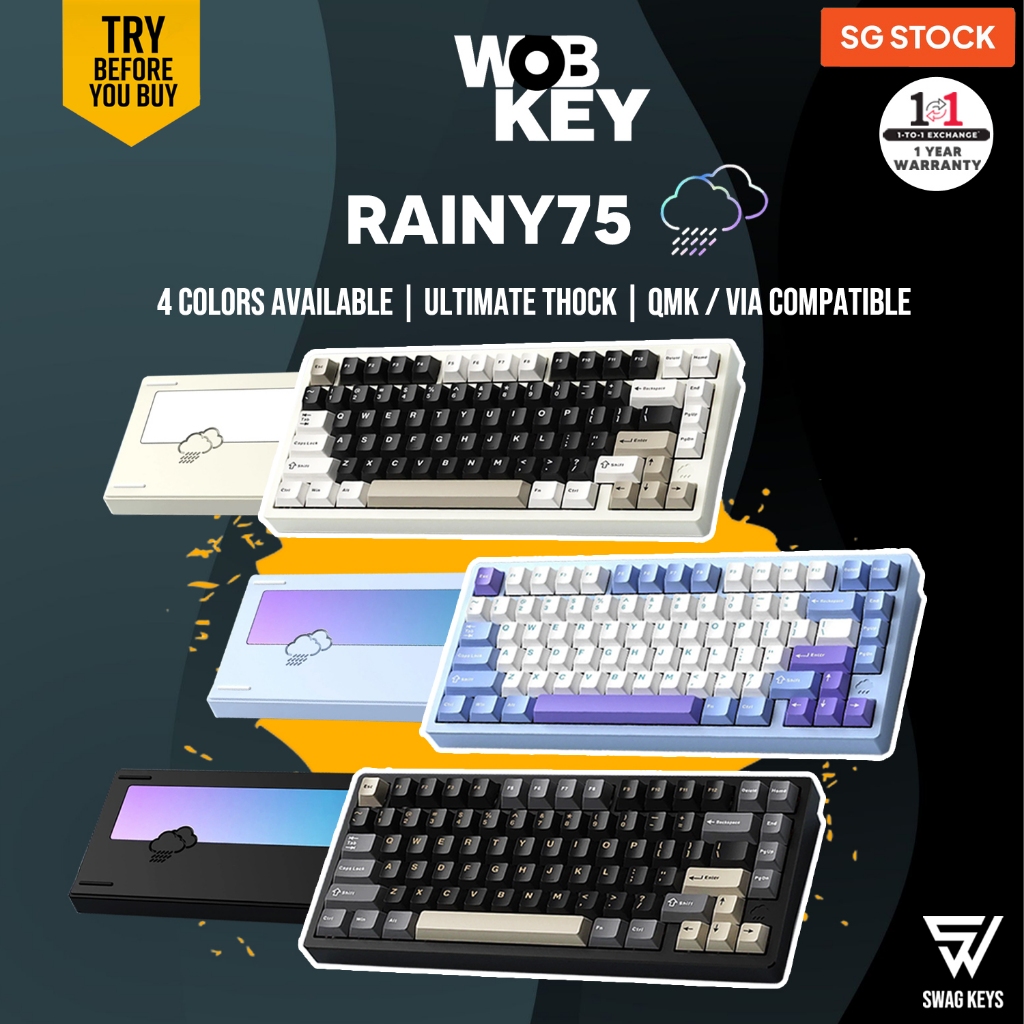 【SG】 WOBKEY - RAINY75 Mechanical QMK/VIA 75% Keyboard Tri-Mode Gasket ...