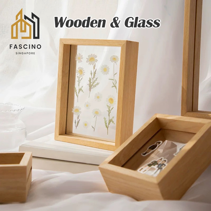 【SG】4cm DIY Double Glass Wood Frame Plant Specimen Display | Shopee ...