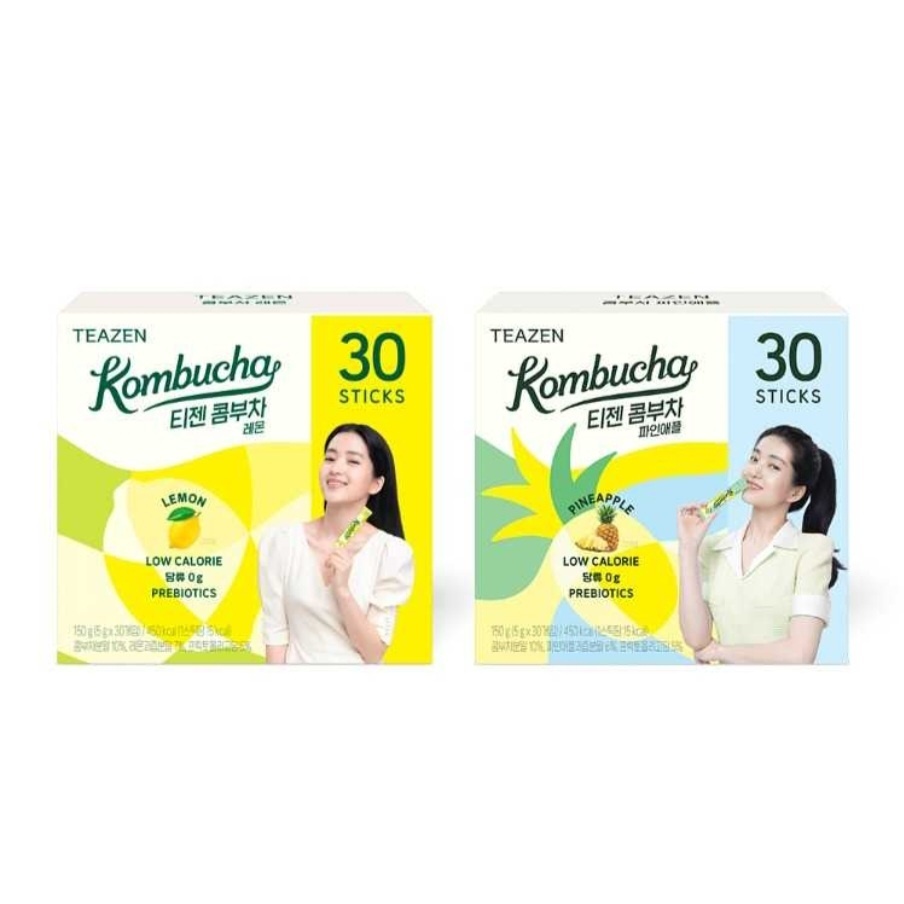 TEAZEN Kombucha Sparkling Fermented Tea Powder – 30 Sticks (Various ...