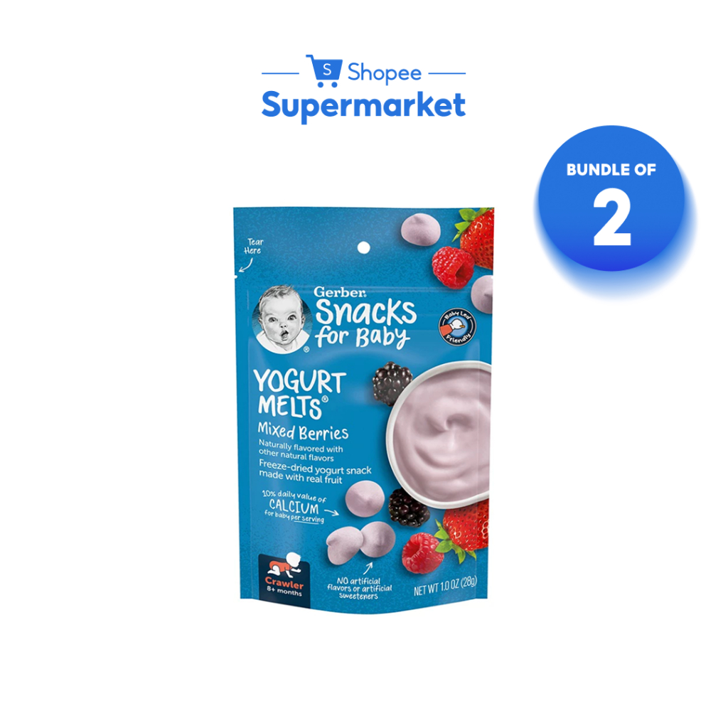 [Bundle of 2] Gerber Mixed Berries Yogurt Melts Baby Snack 28g - From 8 ...