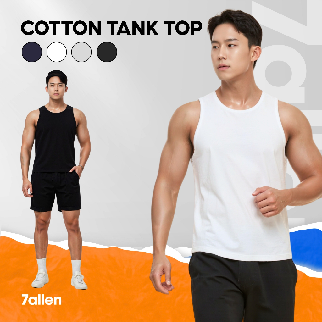 7allen Casual Cotton Men's Tank Top, Singlet Men, Sleeveless Top Men ...