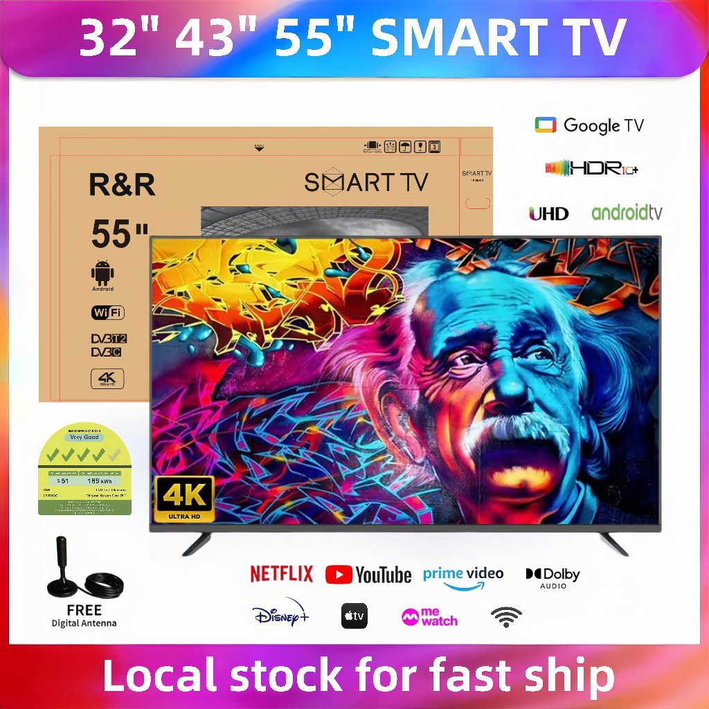 Ultra HD Smart TV 4K Google TV Android TV HDR10 Screen Sharing Netflix, Youtube 55" 43" 32 ...
