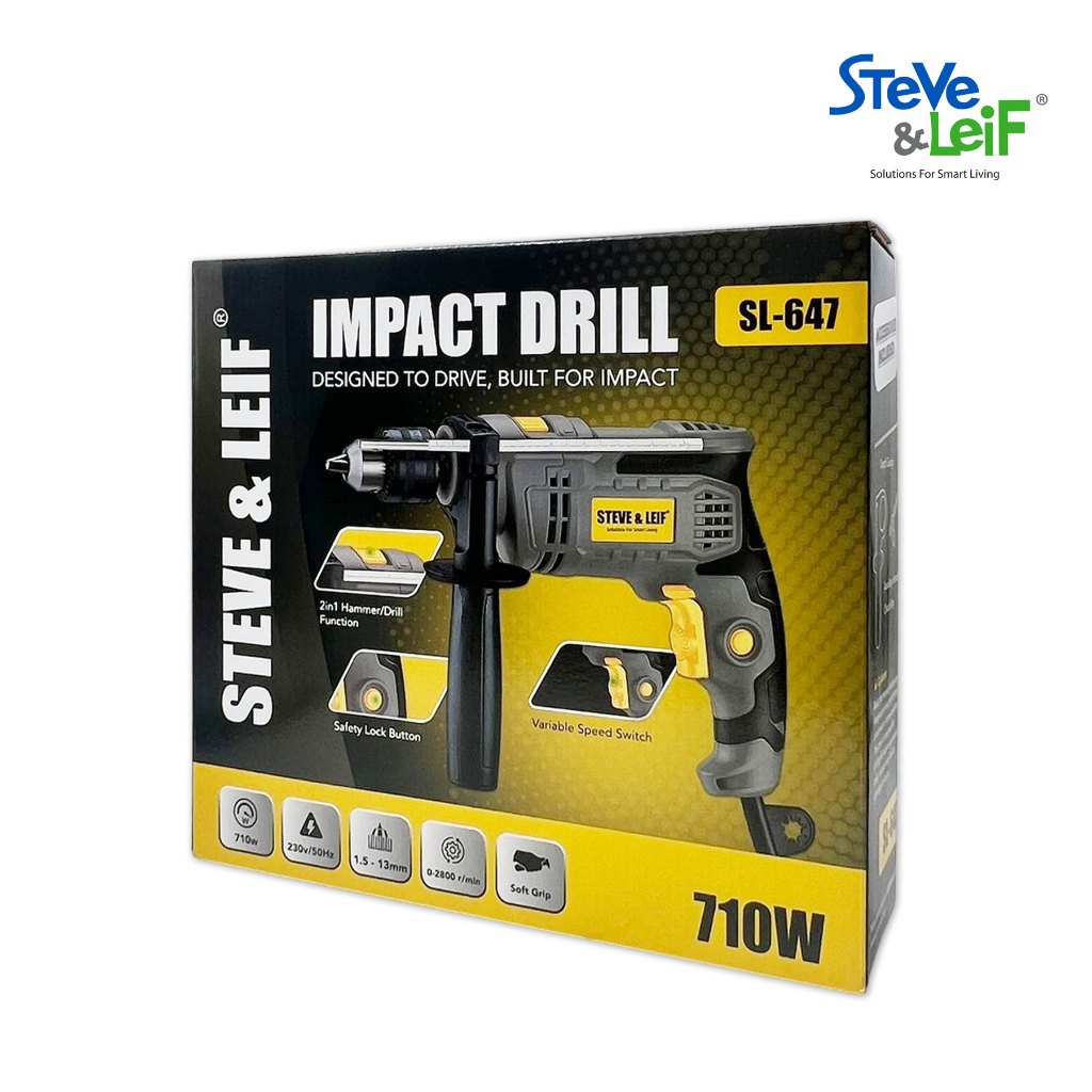 Steve & Leif Electric Corded 710W Impact Drill with 2-in-1 Hammer ...