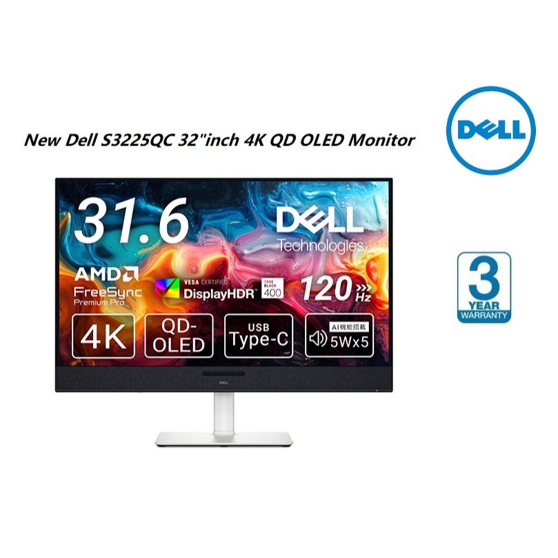 New Dell S3225QC 32"inch 4K QD OLED Monitor | Shopee Singapore
