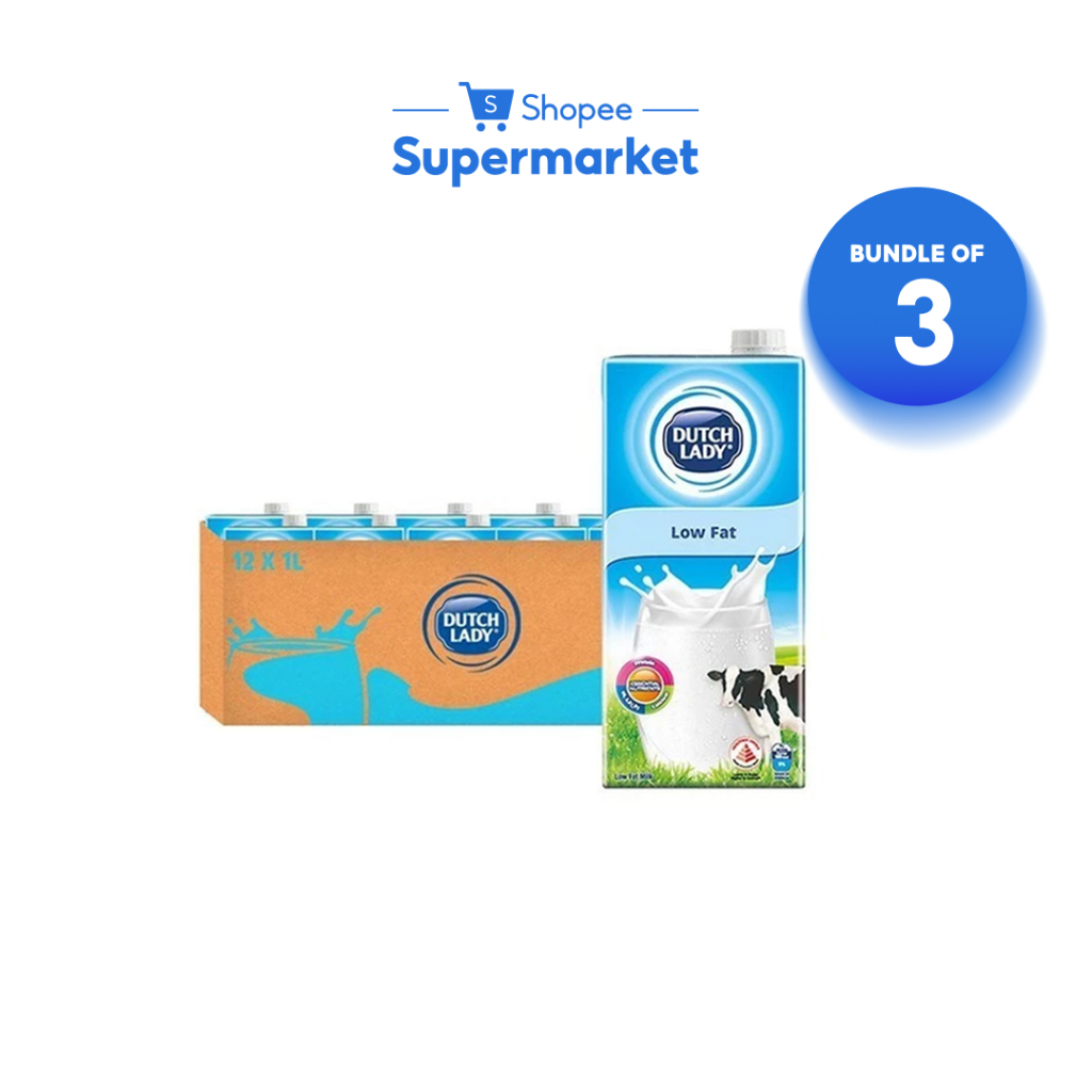 [Bundle of 3] Dutch Lady UHT Low Fat Milk Case (12x1L) | Shopee Singapore