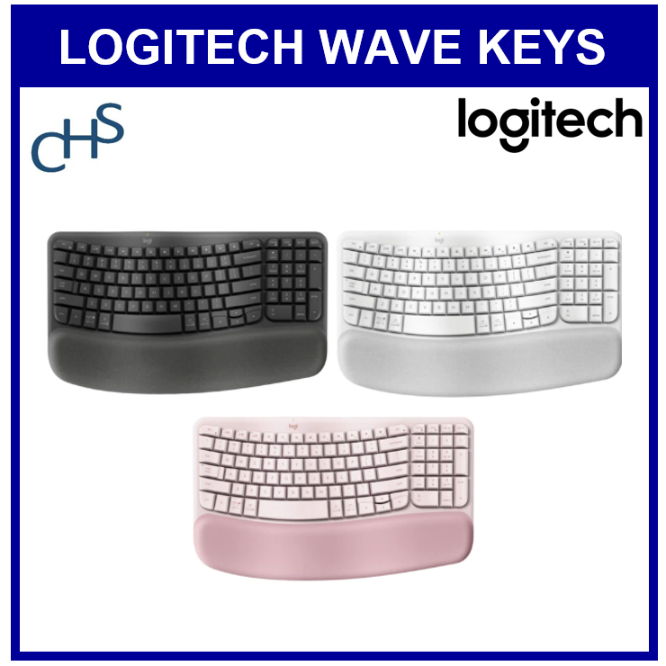 Logitech Wave Keys Ergonomic Wireless Bluetooth Keyboard Customizable ...