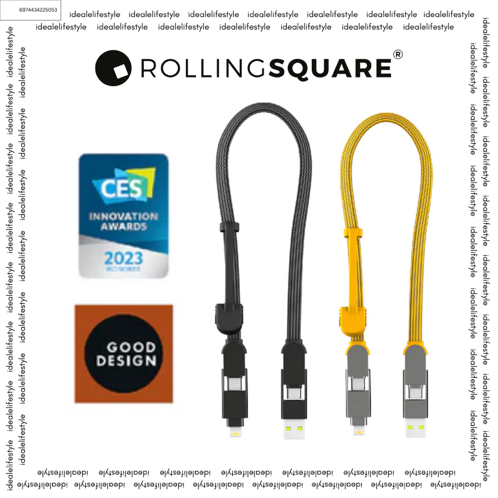 Rolling Square inCharge® XL 30cm / 1ft -100W, 6in1 travel cable ...