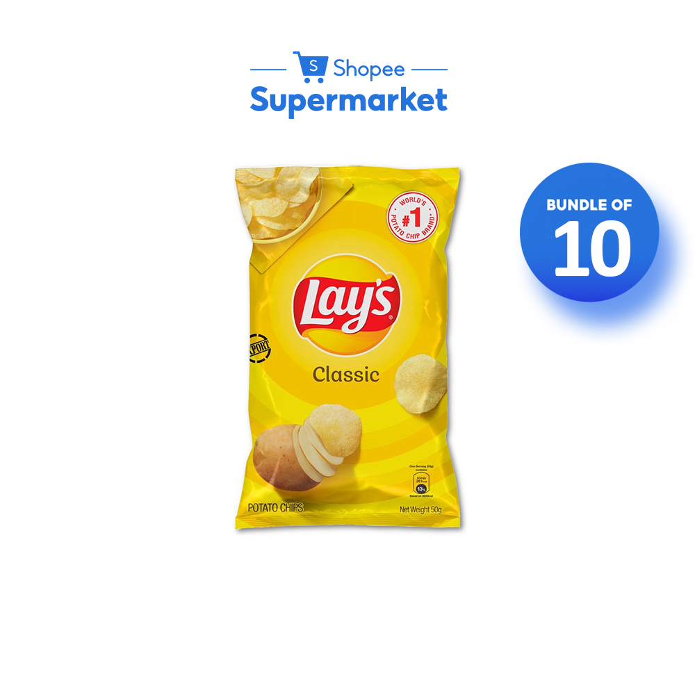 [Bundle of 10] Lay's Classic Potato Chips (50g) | Shopee Singapore
