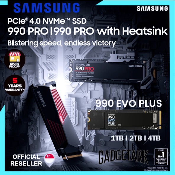Samsung 990 PRO I 990 PRO with Heatsink I 990 EVO Plus PCle 4.0 NVMe M ...