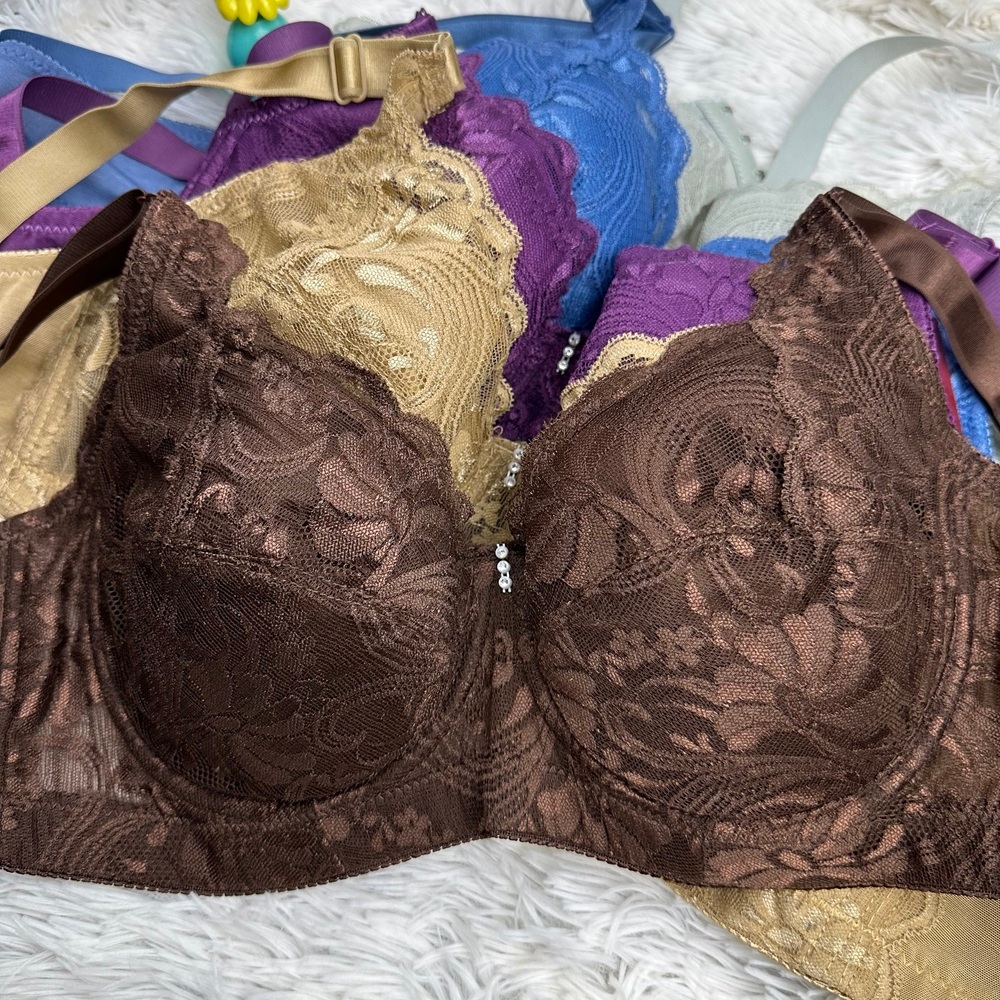 Plus Size Full Cup Bra C/D (#36~#46) Cotton Under-wired Thin Span Lace ...