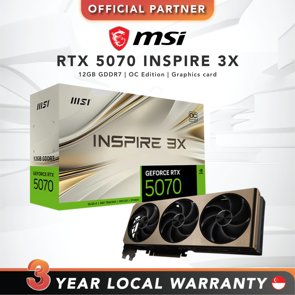 MSI Geforce RTX 5070 INSPIRE 3X | 12GB GDDR7 | OC Edition | Graphics ...