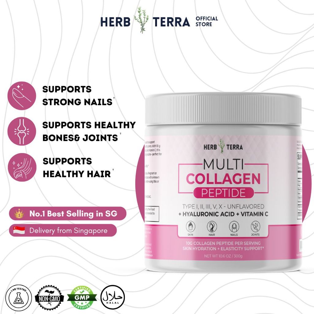 Herb Terra Collagen Peptides Powder 10mg with Hyaluronic Acid - 300g ...