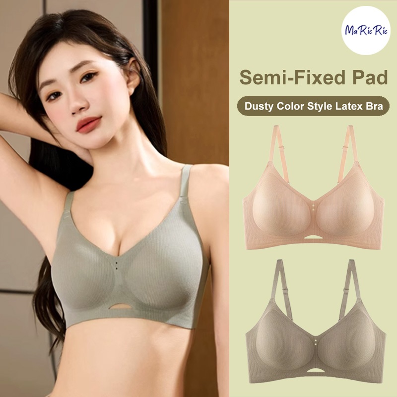 (SG InStock) Ma Ric Ric Dusty Color Style Semi-Fixed Pad Wireless Latex Bra (Wireless. Seamless ...