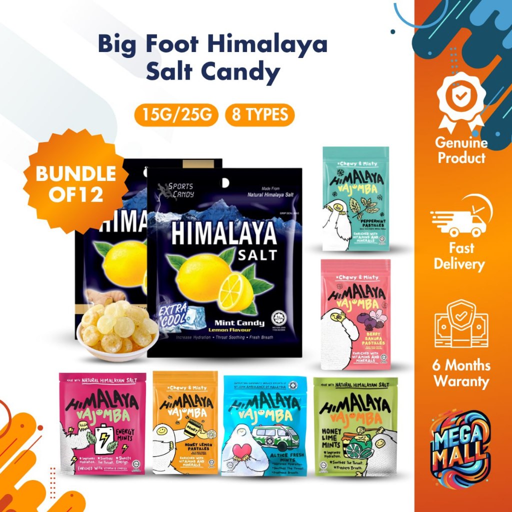[Bundle of 12] Himalayan Salt Candy - Extra Cool Lemon Ginger, Vajomba ...