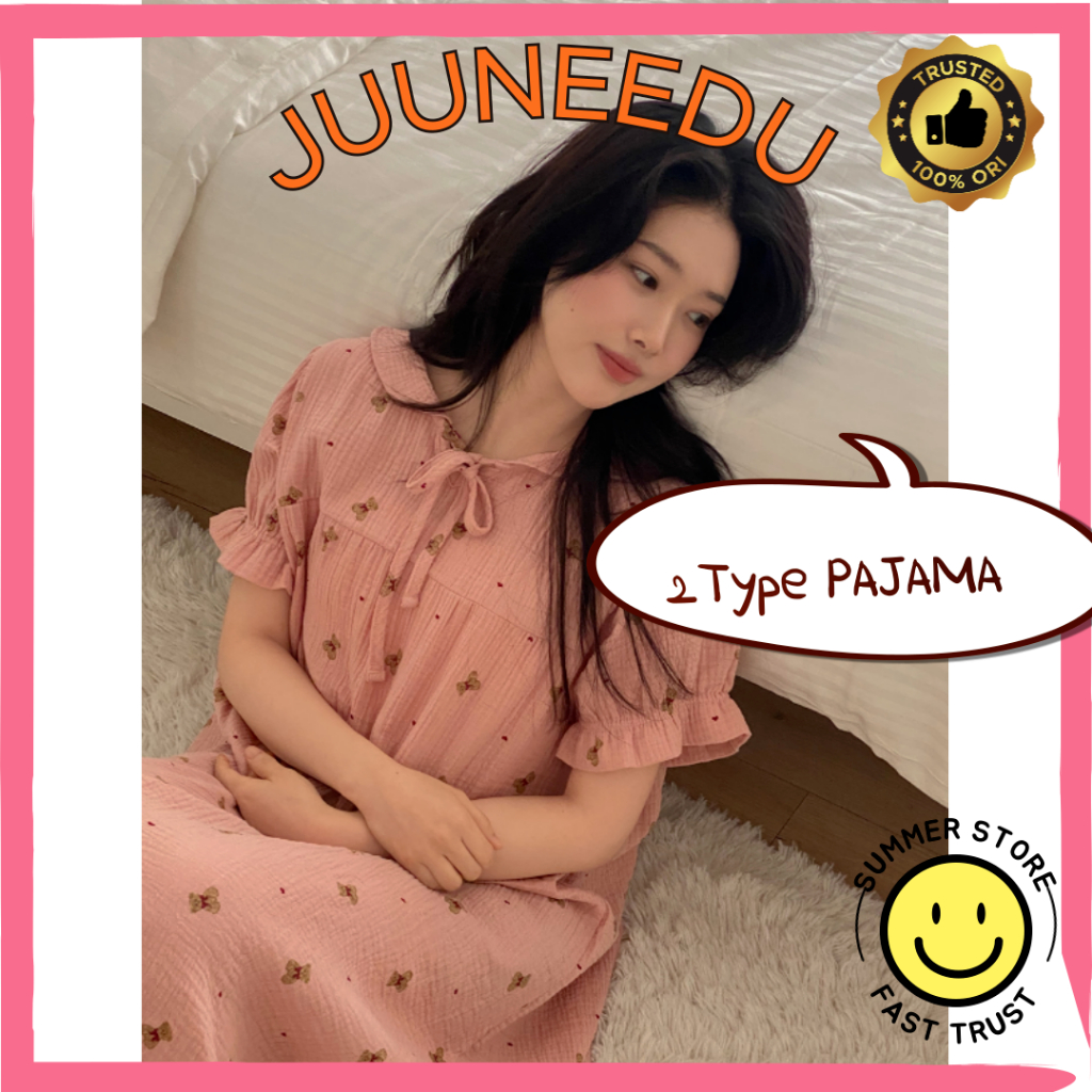 JUUNEEDU 100% Cotton PAJAMA Teddy Bear Pajamas 2Type(Short-Sleeve Set/One-Piece Dress) In stock ...