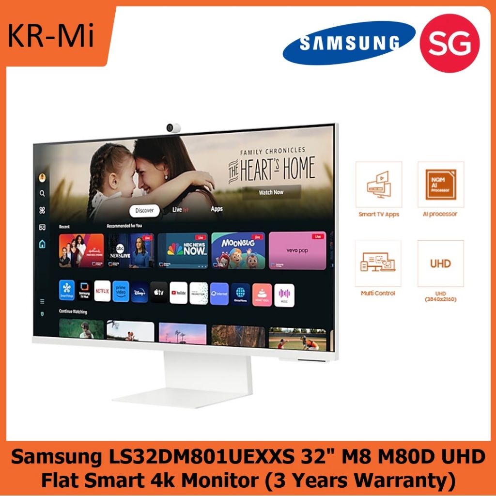 Samsung LS32DM801UEXXS 32" M8 M80D UHD Flat Smart 4k Monitor (3 Years ...