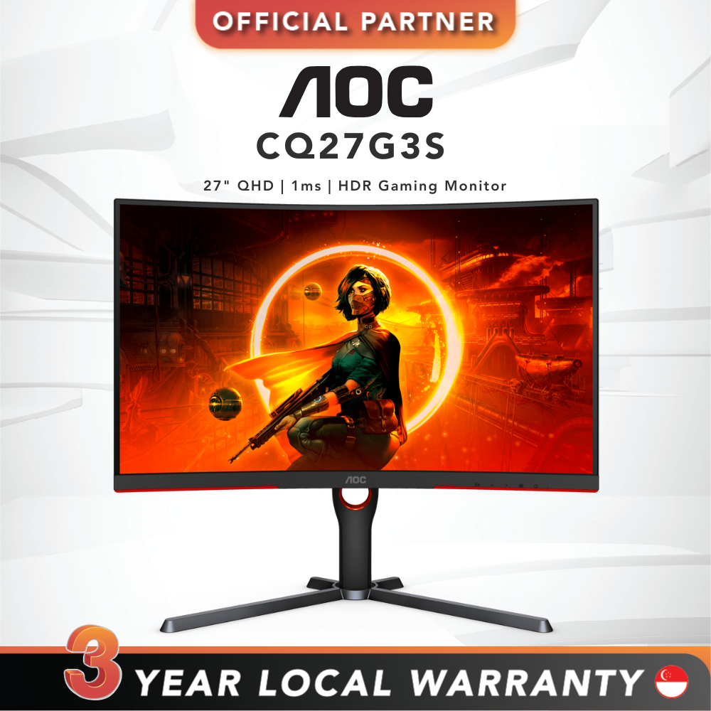 [FREE NEXT DAY] AOC CQ27G3S | 27" QHD | 1ms | HDR Gaming Monitor ...