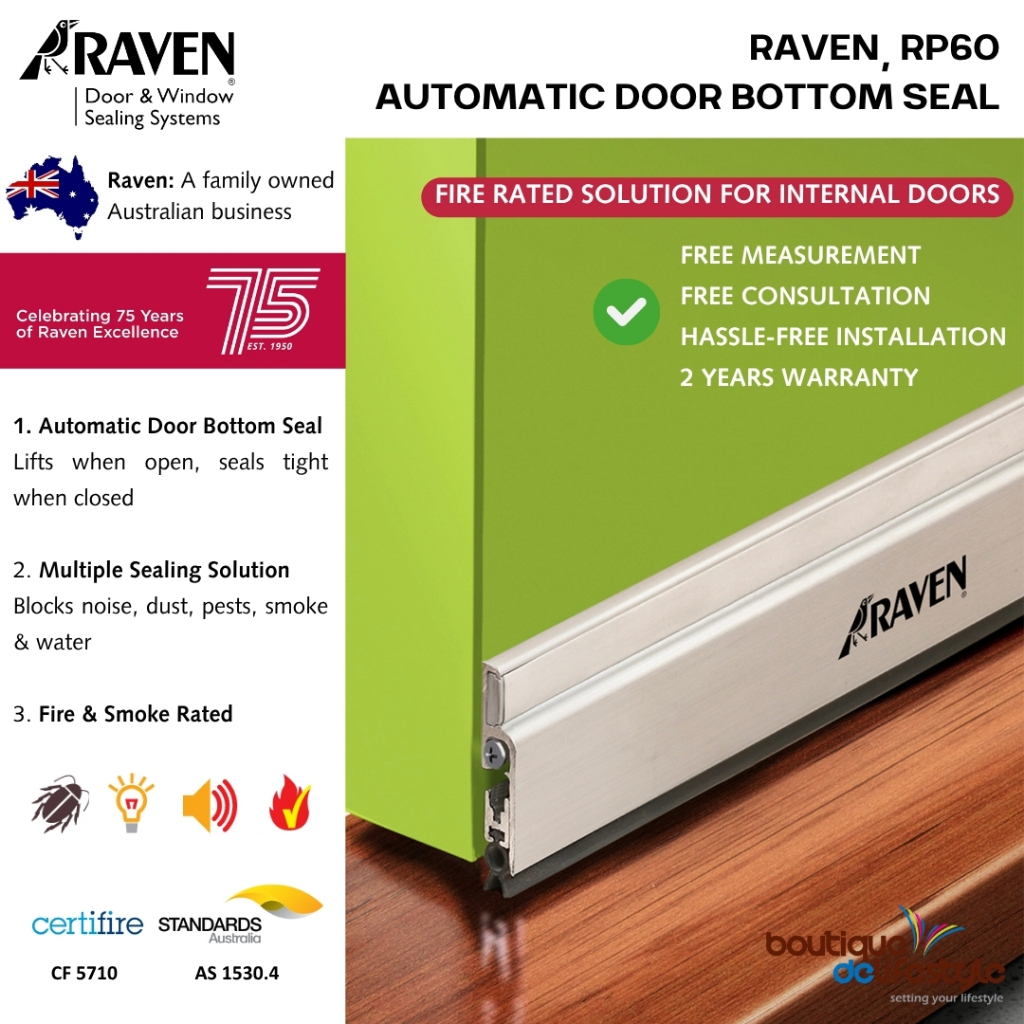 Raven, Automatic Door Bottom Seal, RP60 with Installation (Perimeter ...