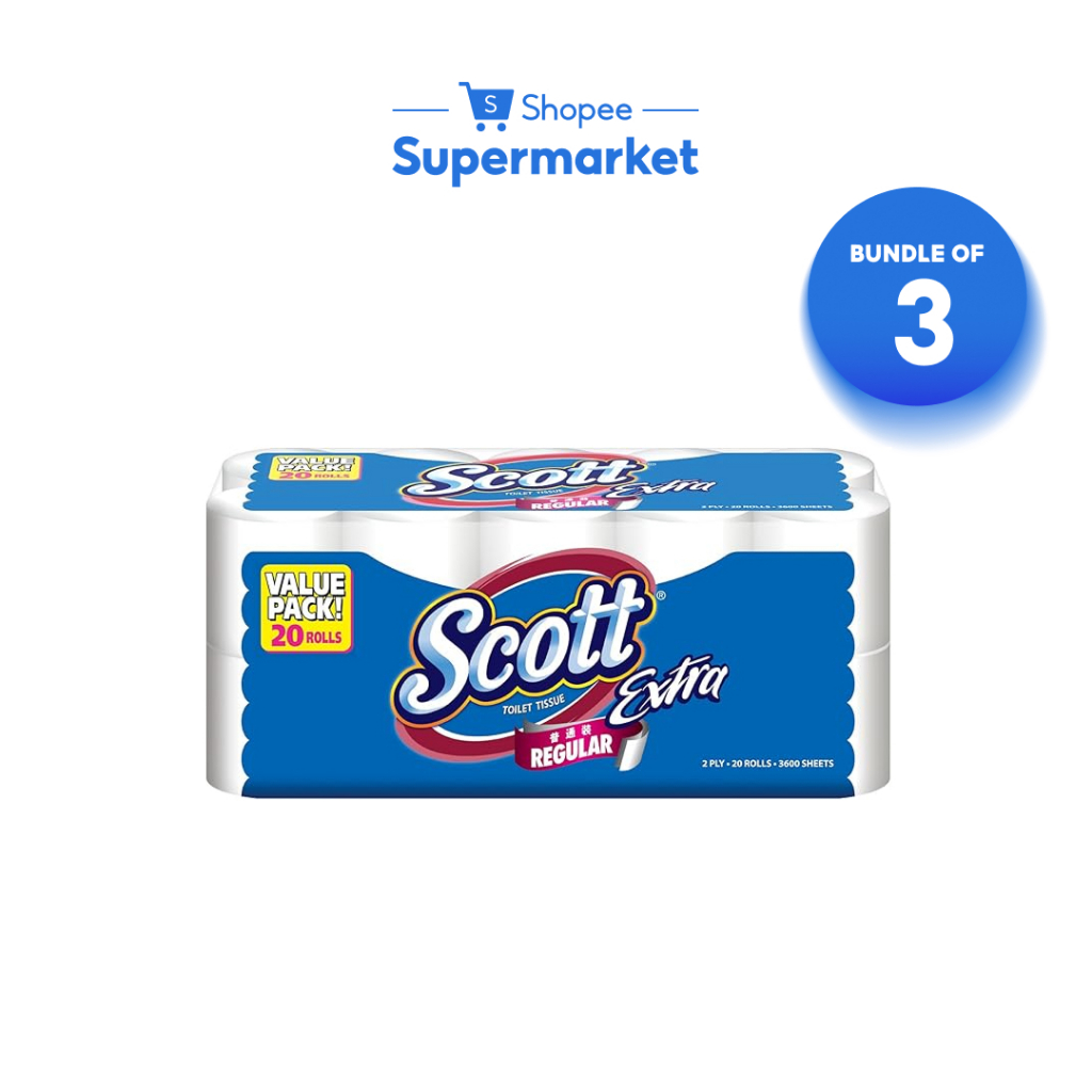 [Bundle of 3] Scott Extra 2-Ply Toilet Paper Assorted (20/60 rolls ...