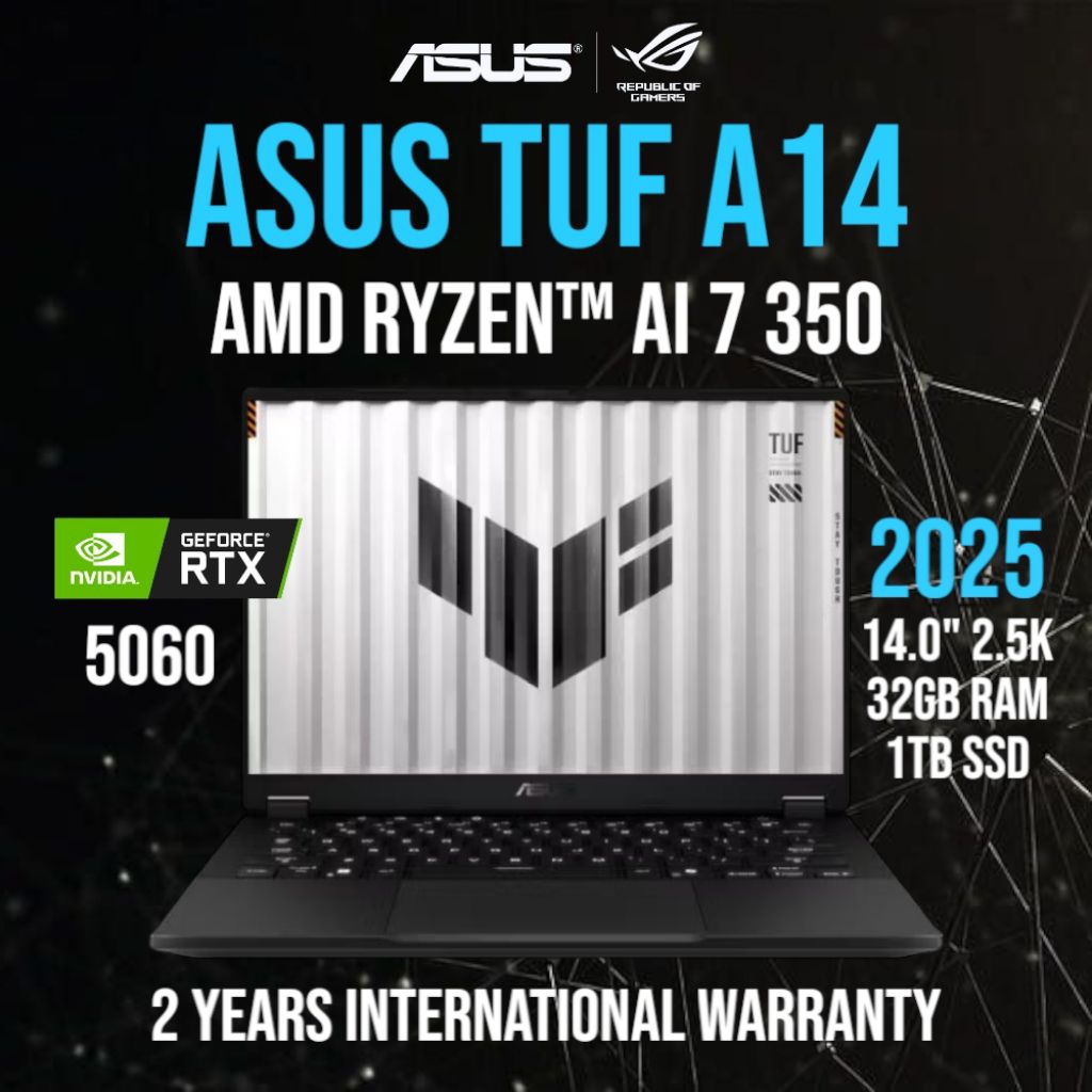 2025 ASUS TUF GAMING A14 | AMD RYZEN AI 7 350 | RTX 5060 | 14" WQXGA 2 ...