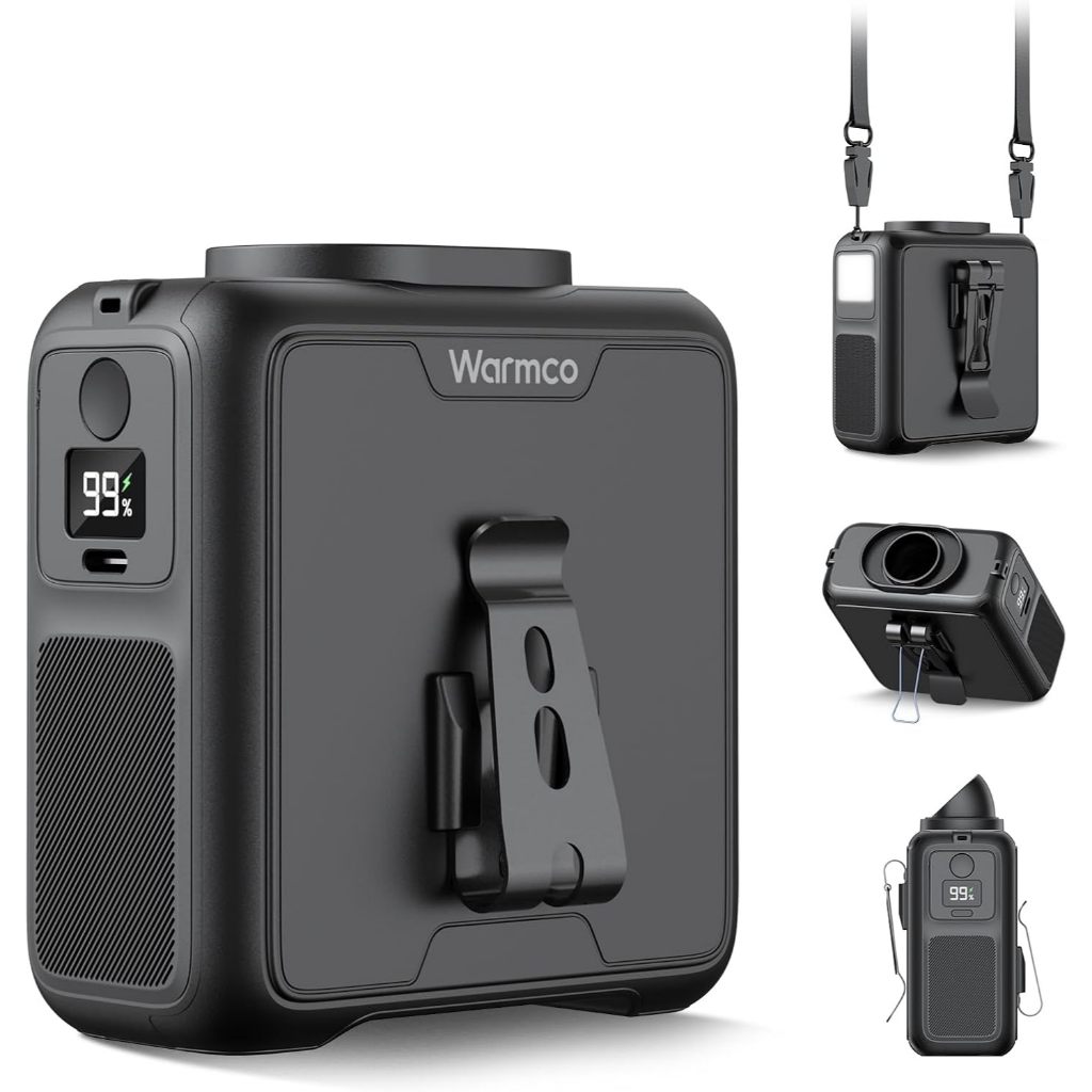 CoolPrime W1 Portable Waist Fan 10000mAh Type-C Rechargeable with LED Display Flashlight ...