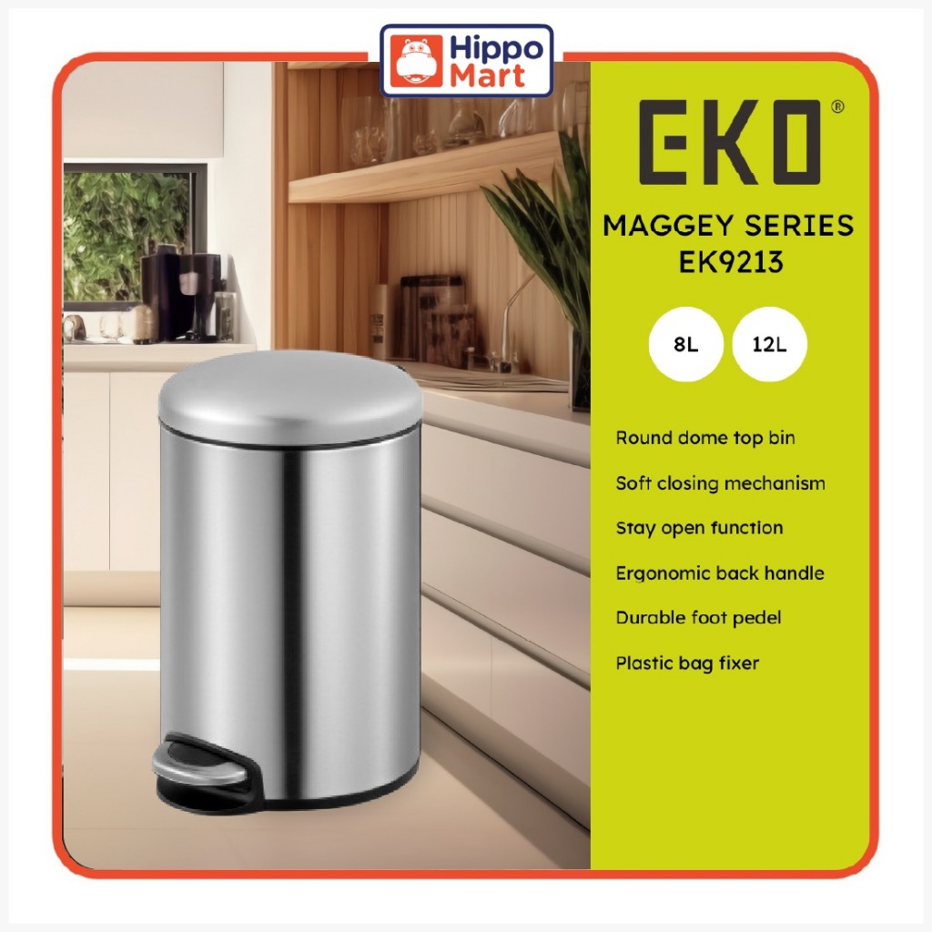 EKO Pedal Dustbin | Maggey | EK9213 | Trash Bin | Waste Bin | Stainless ...