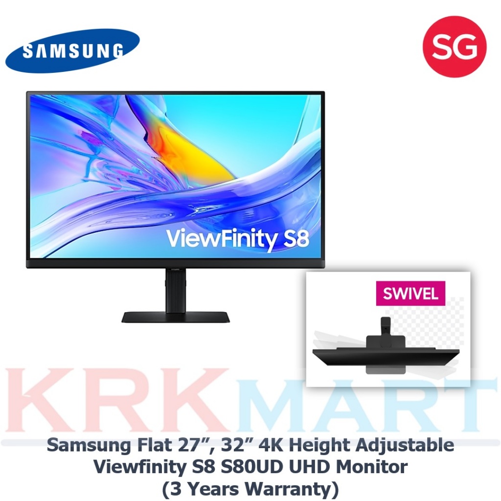 Samsung Flat 27”, 32” 4K Height Adjustable Viewfinity S8 S80UD UHD ...