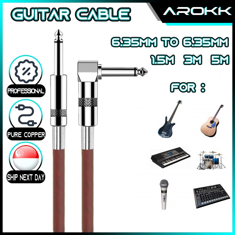 SG丨6.35mm To 6.35mm Audio Cable Copper Wire Jack Guitar Cable For ...