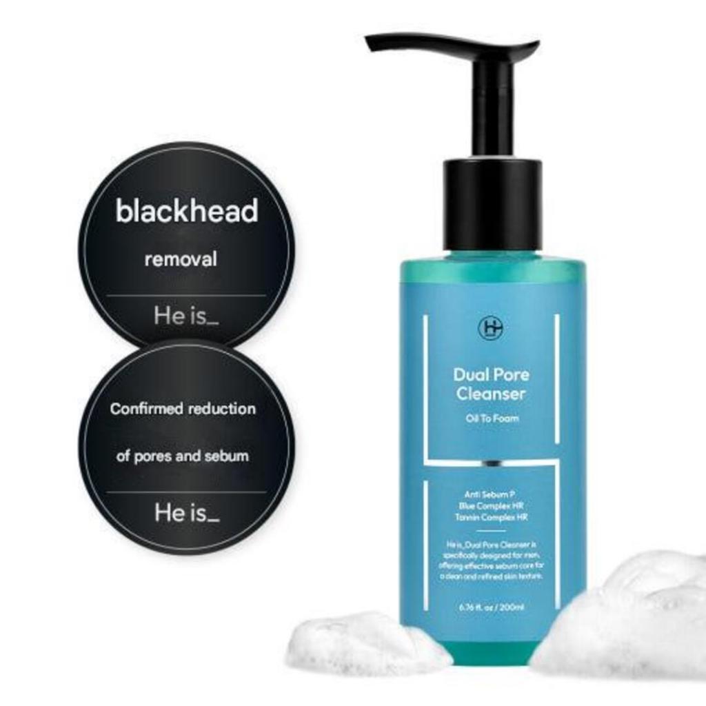 He is Dual Pore Cleanser Men's Pore & Blackhead Removal 200ml | Shopee ...