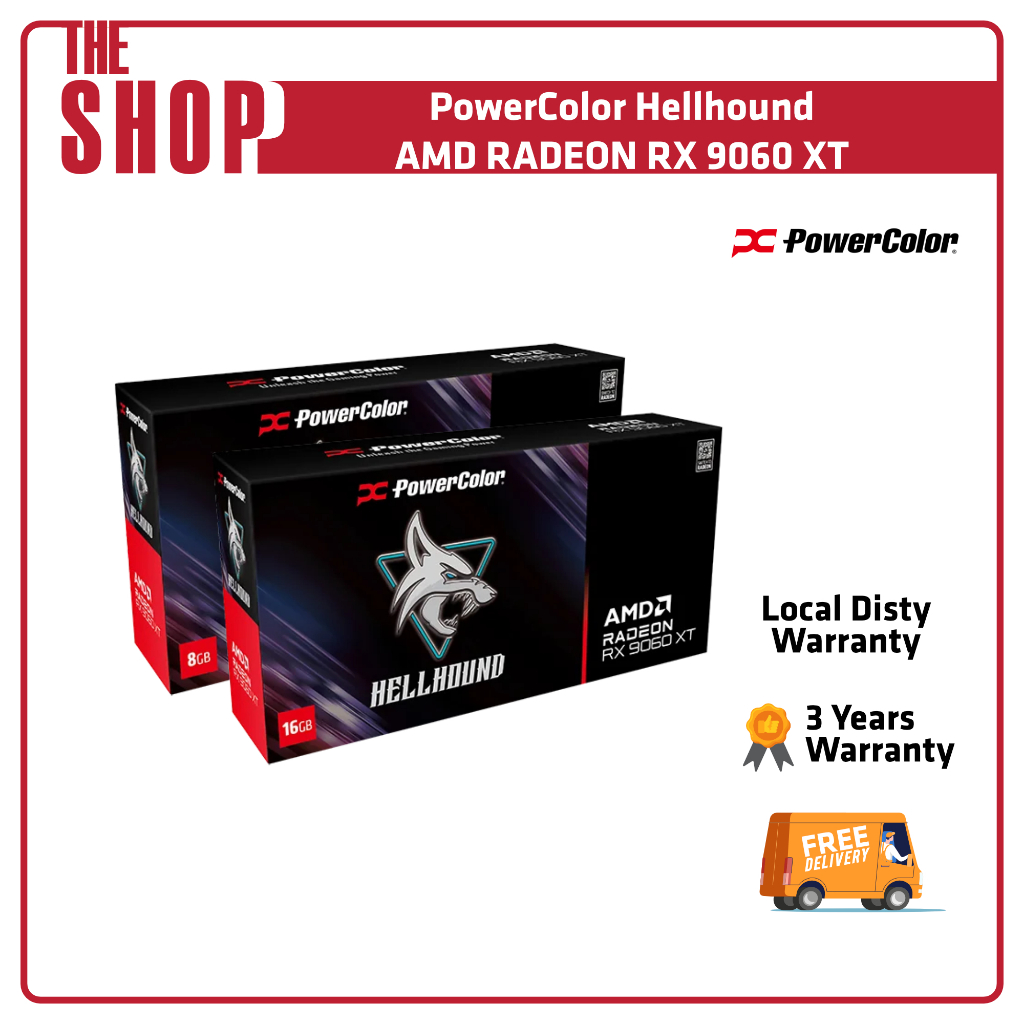 POWERCOLOR Hellhound AMD Radeon RX 9060 XT / 9060XT / 9060 XT 8GB OR ...